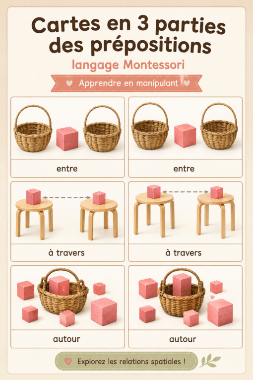 Cartes Montessori pour apprendre les prépositions - Triangle de Pikler